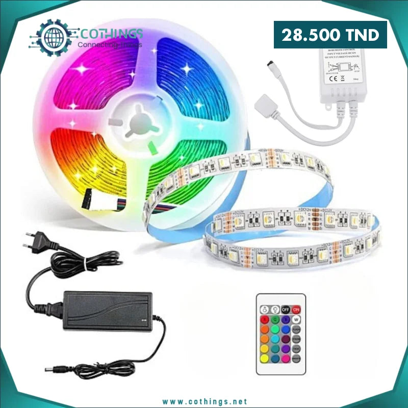 BANDE LED RGB 5M AVEC TELECOMMANDE 12V - CoThings | CoThings - Vente ...